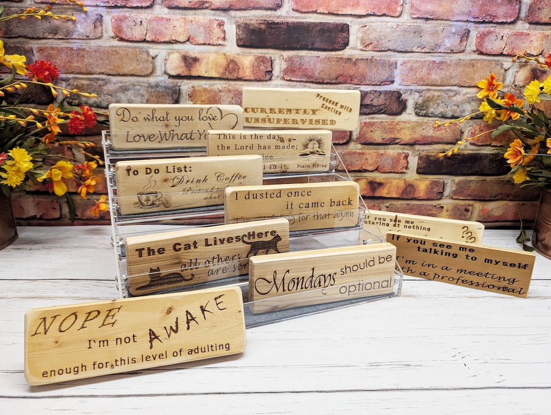 Engraved Wood Shelf Sitter With Funny Quotes | Custom Engraving Options ...