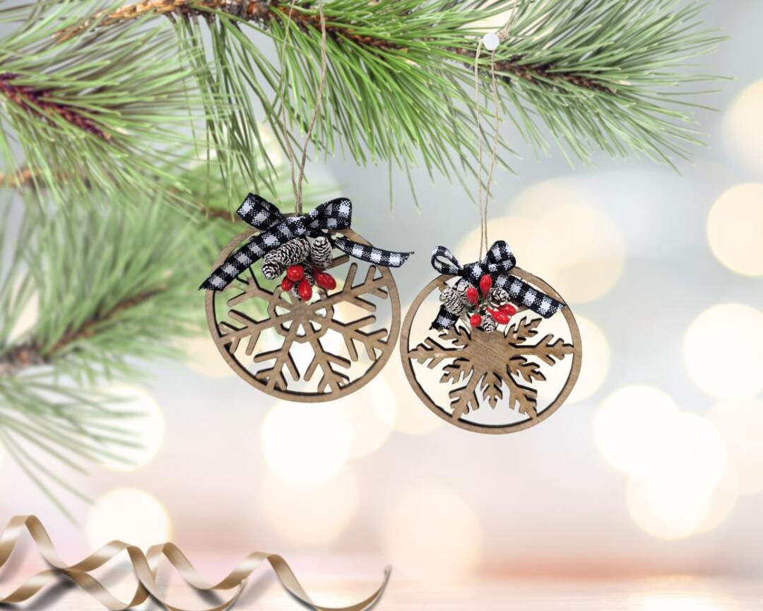 Laser Cut Wood Snowflake Ornament: Rustic Christmas Tree Decor - Etsy