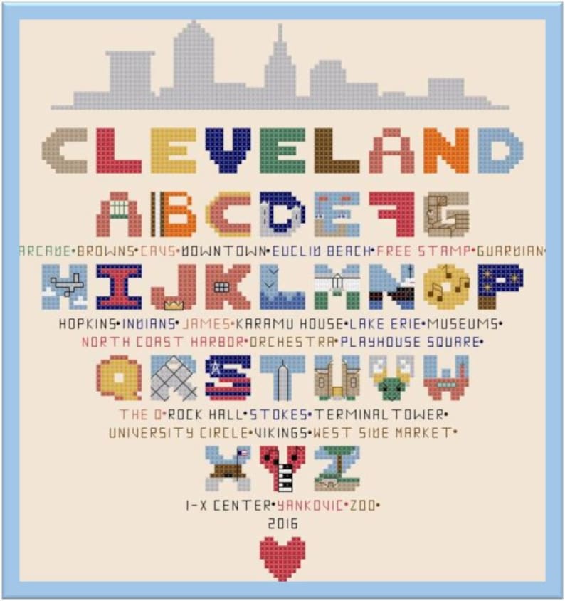 Cleveland A to Z Sampler / Cross Stitch Pattern / PDF / Cleveland ...