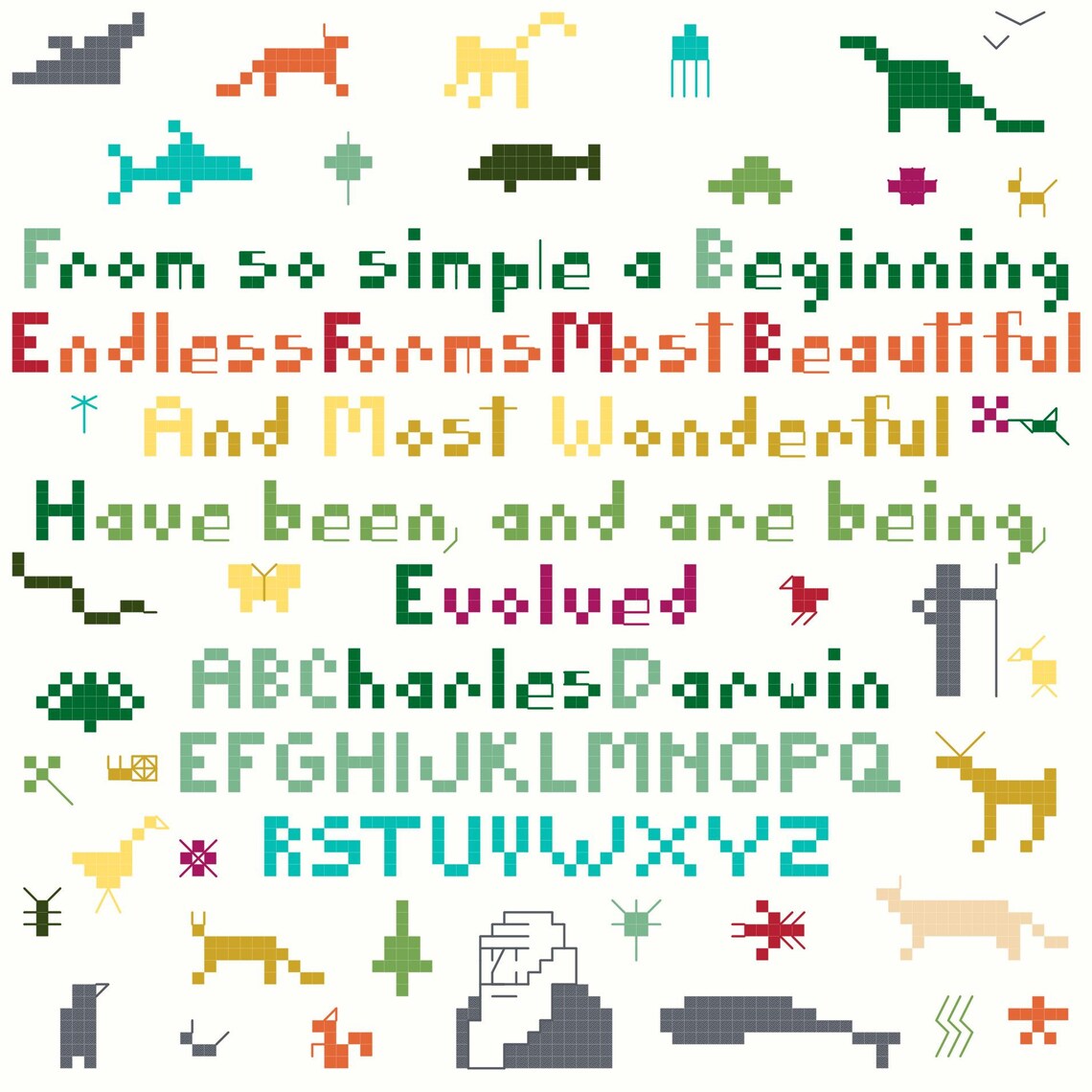 Evolution Sampler/ Cross Stitch Pattern/ Charles Darwin/ - Etsy