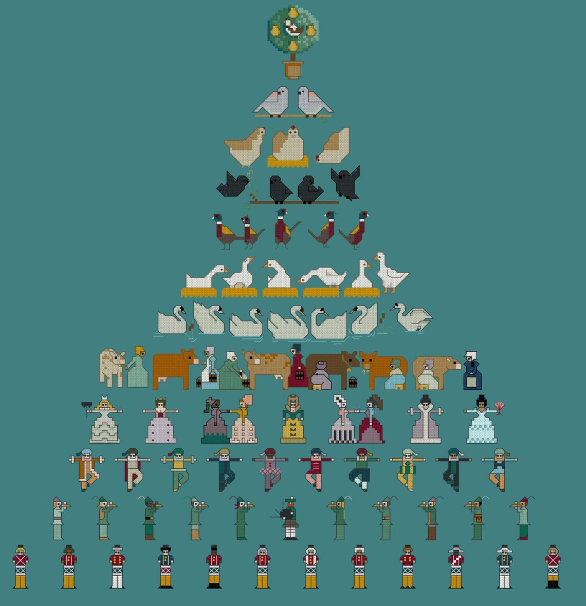 12 Days of Christmas / Cross Stitch Pattern / PDF / Christmas / Twelve ...
