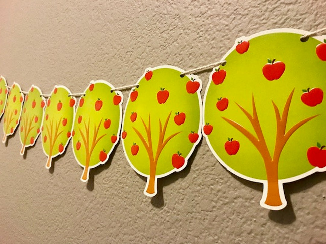 Apple Tree Banner Nature Forest Woods Green Red Party - Etsy
