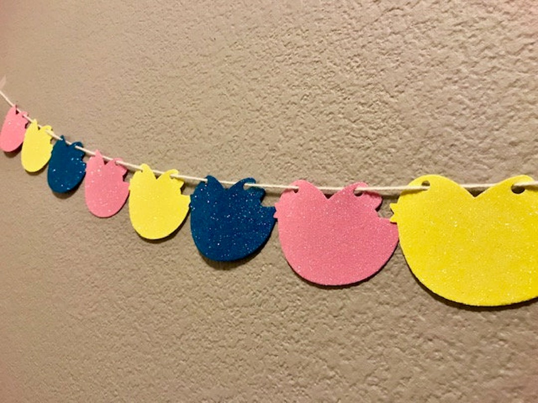 Chicks Banner, Easter, Chickens, Pink, Yellow, Blue, Glitter, Shimmer ...