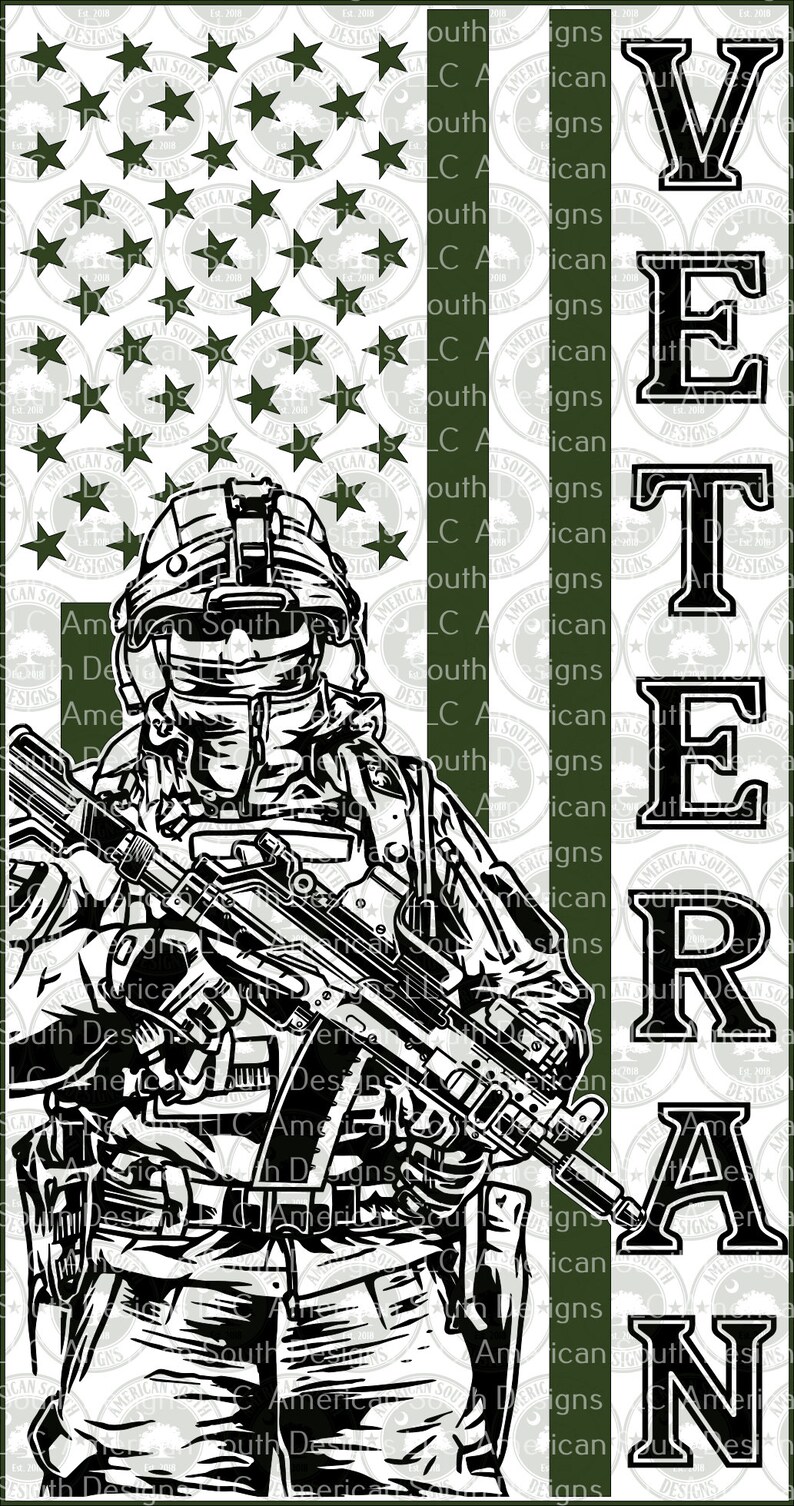 Vertical Soldier With Gun Flag Veteran Digital Files - Etsy