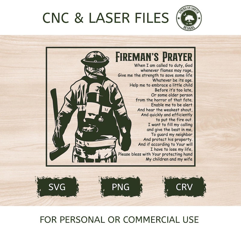 Fireman Prayer for Laser - Etsy