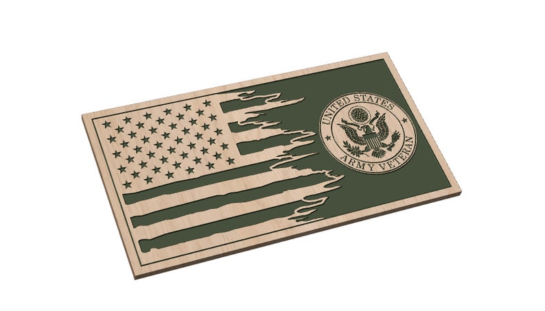 Distressed Tattered Flag With Army Veteran Logo Digital - Etsy