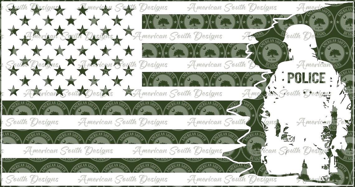 Tattered Flag Design 10 With Police - SVG - CNC Laser File (digital ...