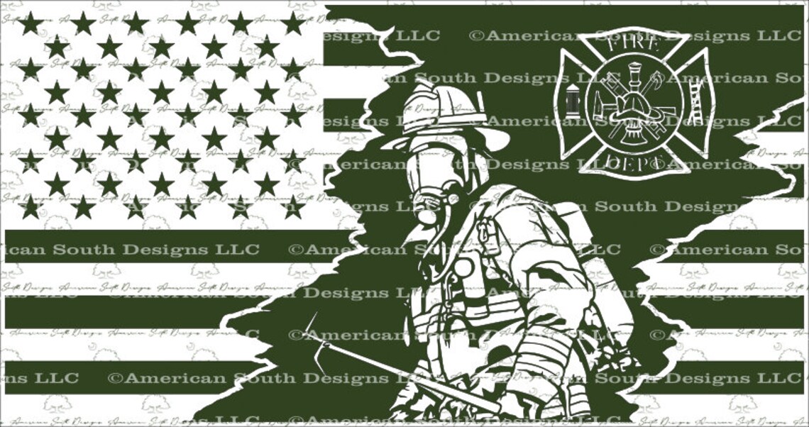 Tattered Flag Design 8 Firefighter Files , PNG - SVG - CNC Laser File ...