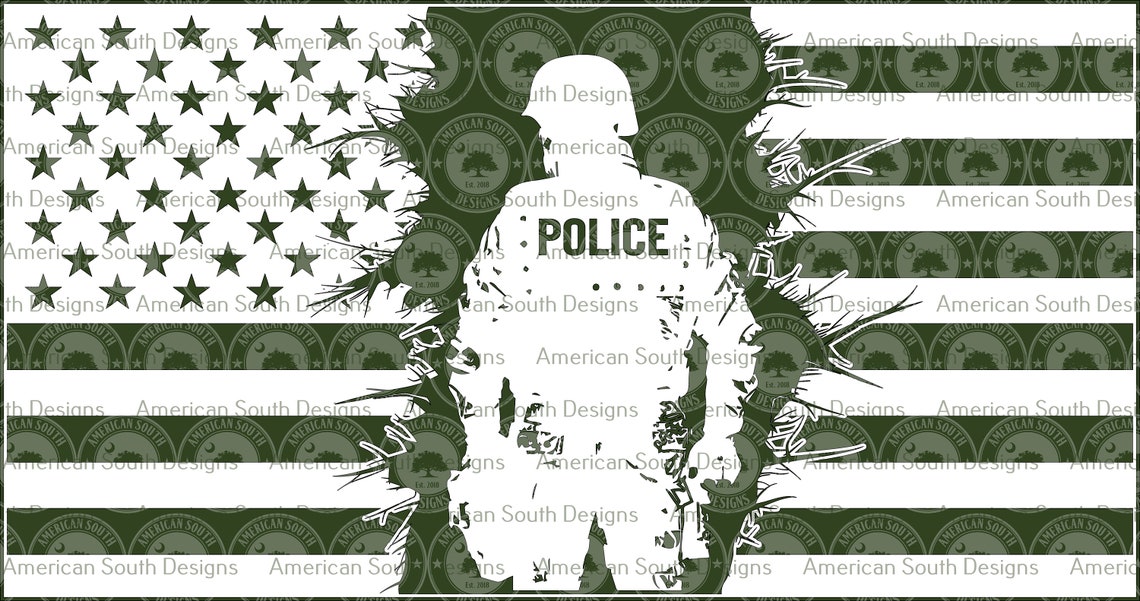 Tattered Flag Design 14 - Police Officer - CNC Laser File (digital ...