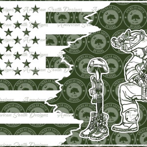 Tattered Flag 3 - Kneeling Soldier - SVG - Digital Download - Etsy