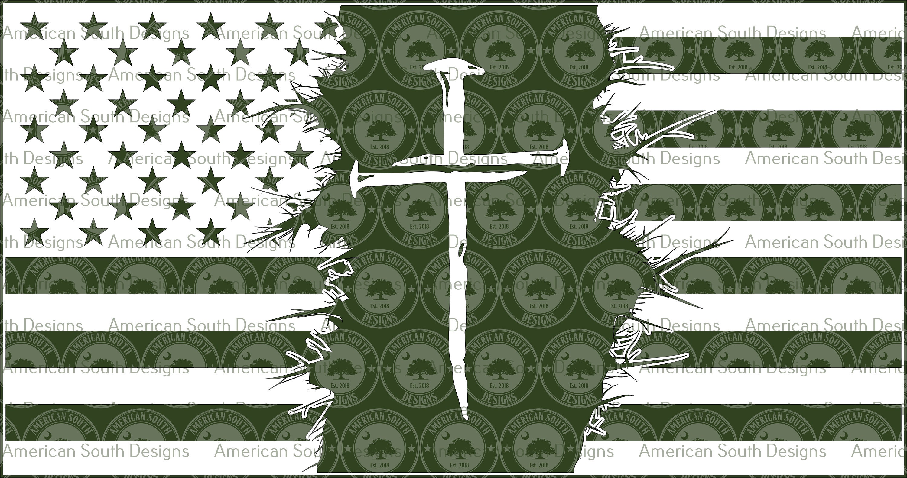 Tattered Flag Design 14 - 3 Nail Cross - SVG - CNC Laser File (digital ...
