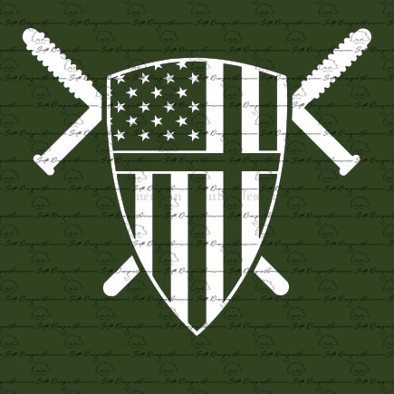 Shield Flag Cross With Police Batons SVG - Etsy