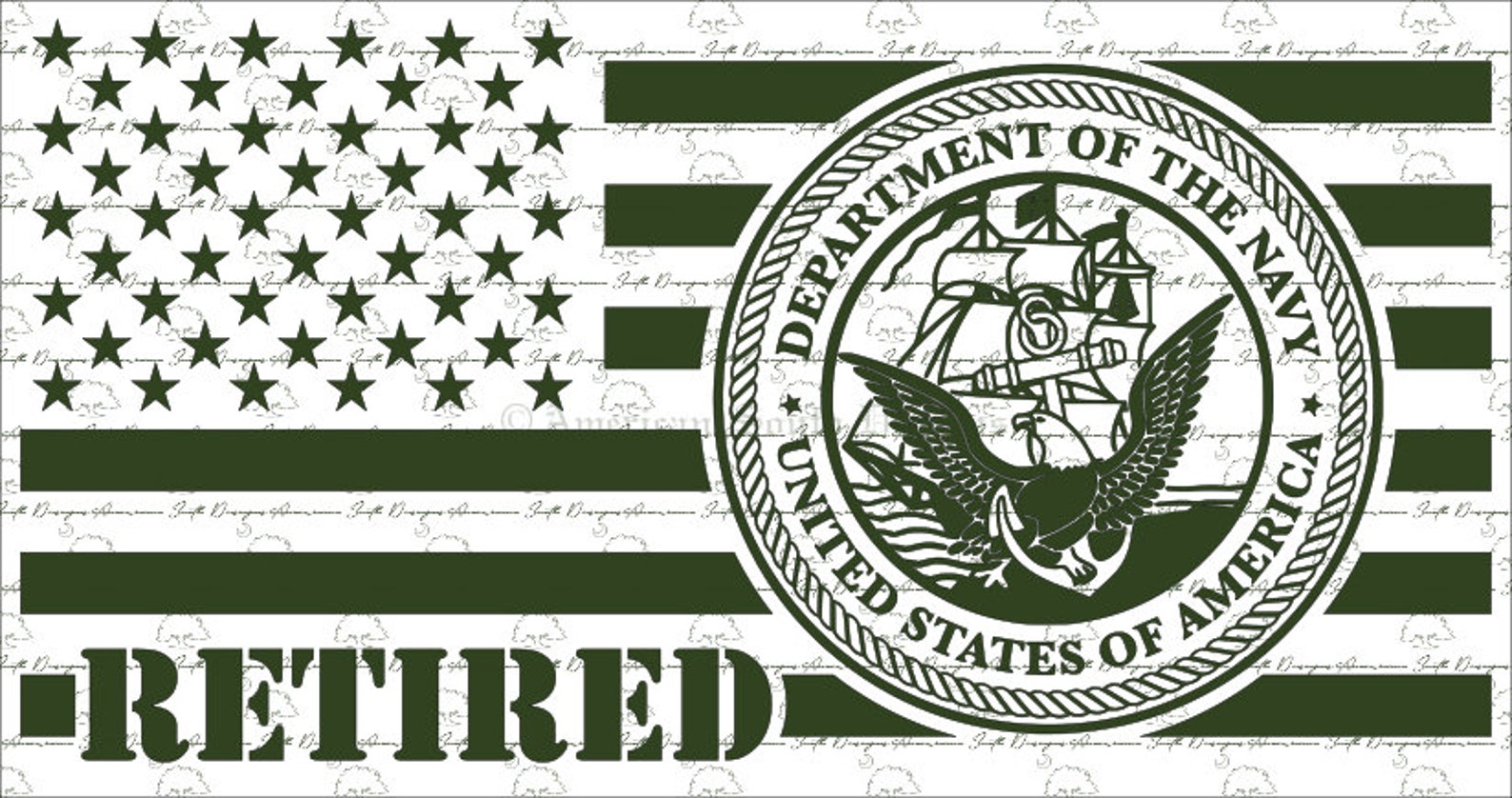 Navy Retired Flag - SVG - Etsy