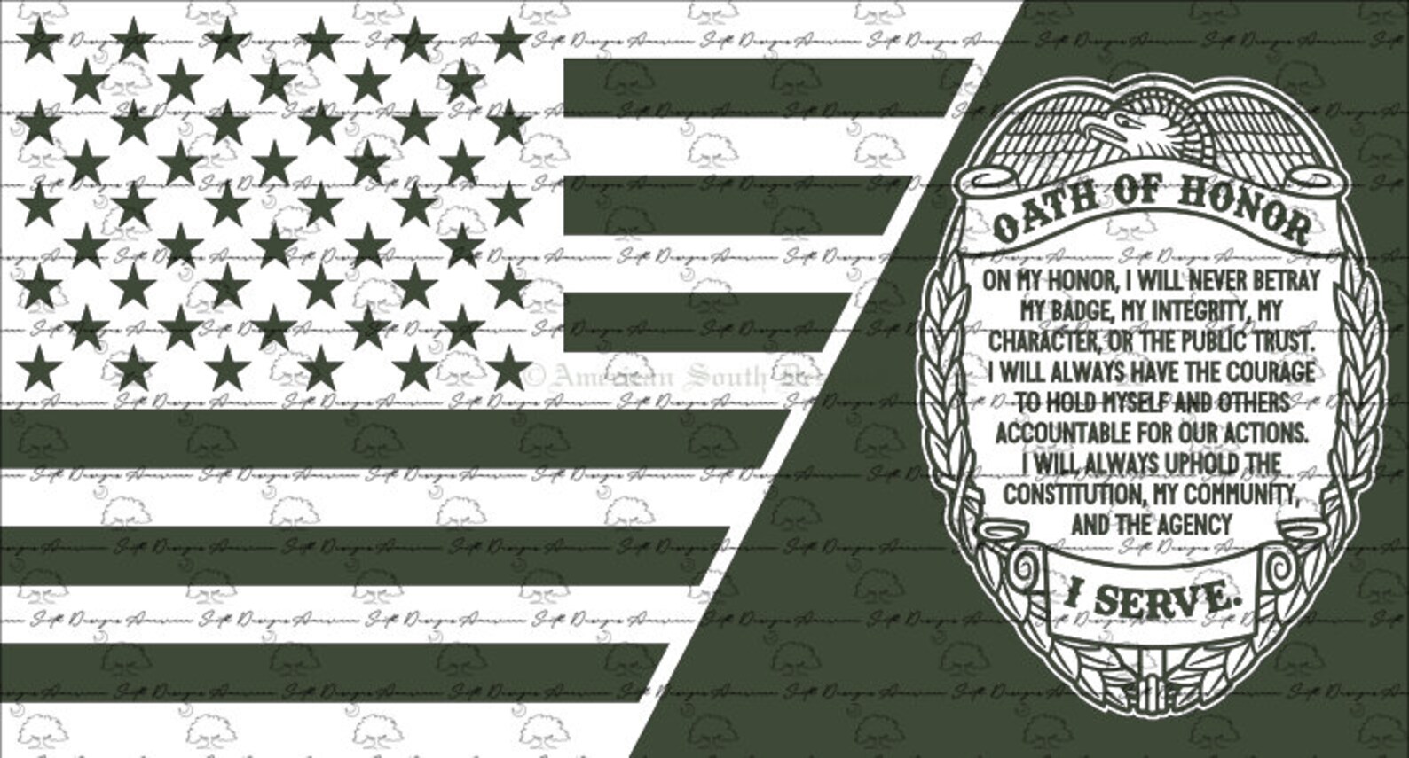 Split Flag Oath of Honor Police Badge - CNC Laser File (digital ...