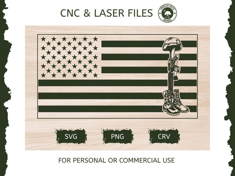 American Flag With Battle Cross - SVG - CNC Laser File (digital ...