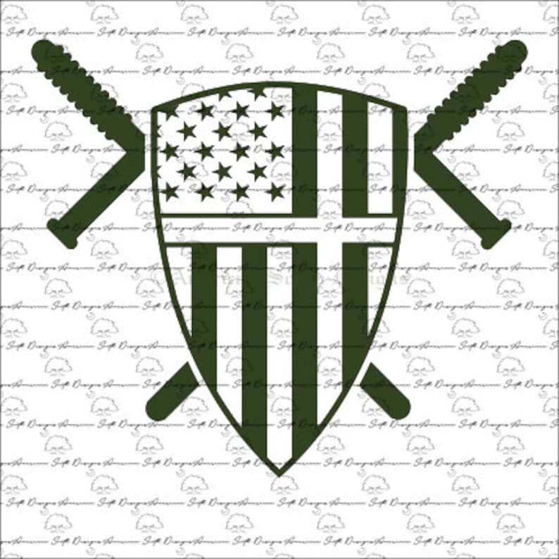 Shield Flag Cross With Police Batons SVG - Etsy