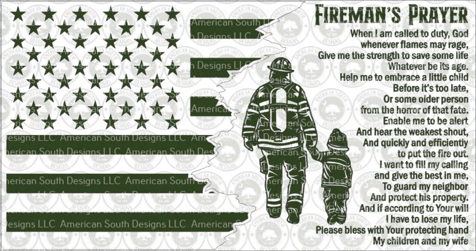 Tattered Flag 3 With Fireman's Prayer SVG - Etsy