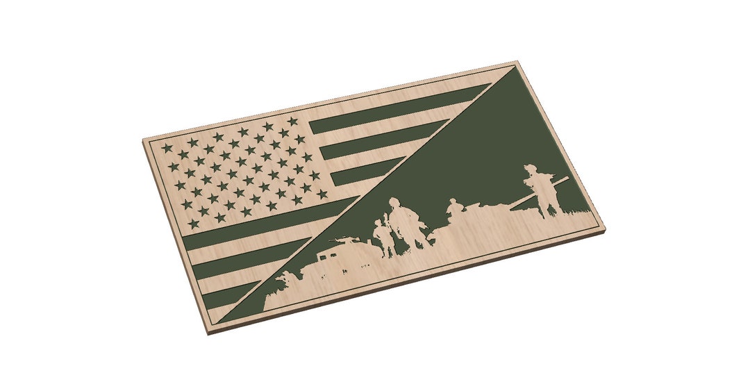 Diagonal Split Flag With Soldiers and Tanks - SVG - CNC Laser File ...