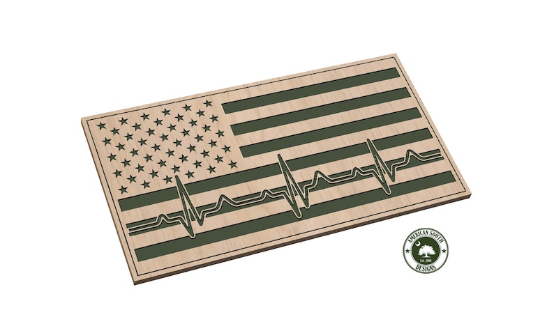 Flag With EKG - SVG - CNC Laser File (digital Download) - Etsy