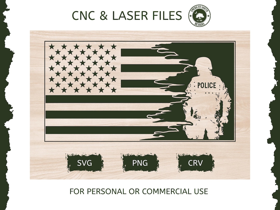 Tattered Flag - Police Officer - SVG - CNC Laser File (digital Download ...