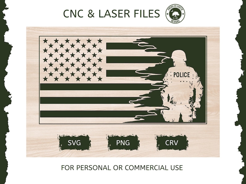 Tattered Flag - Police Officer - SVG - CNC Laser File (digital Download ...