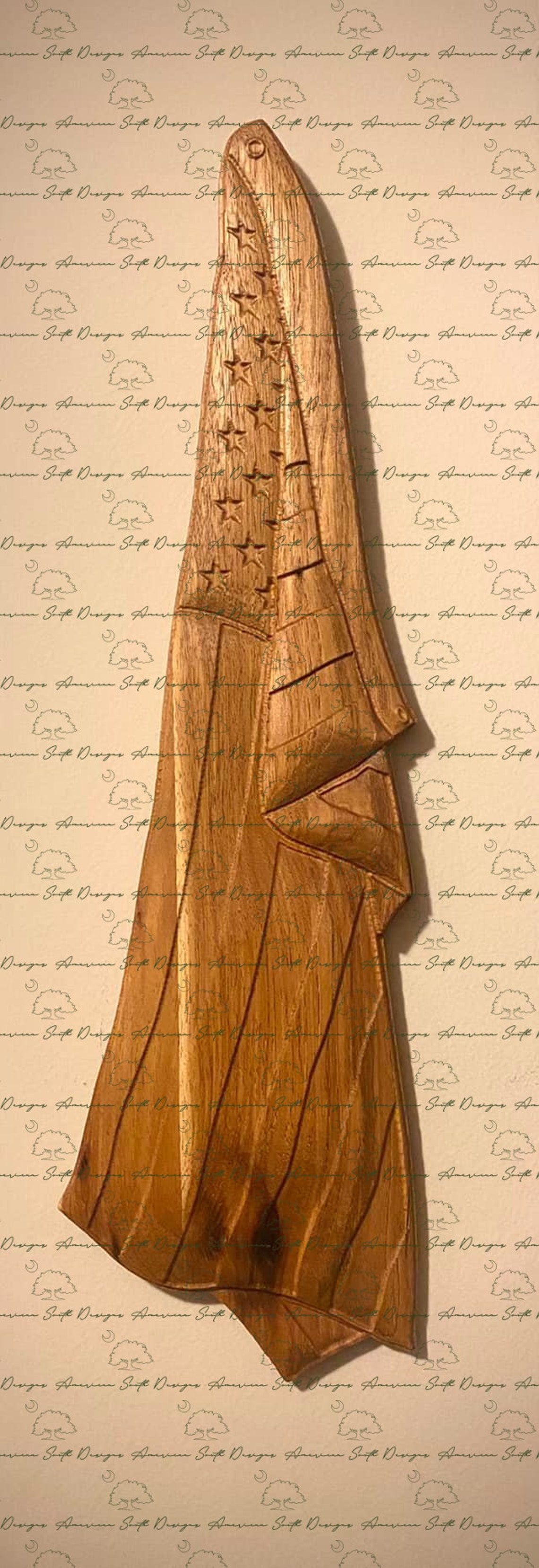 Pinned American Flag 3D STL and Grayscale Bitmap CNC Router STL Model ...