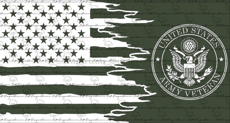 Distressed Tattered Flag With Army Veteran Logo - SVG - Etsy