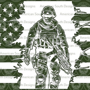 Tattered Flag Design 14 - Soldier - SVG - Digital Download - Etsy