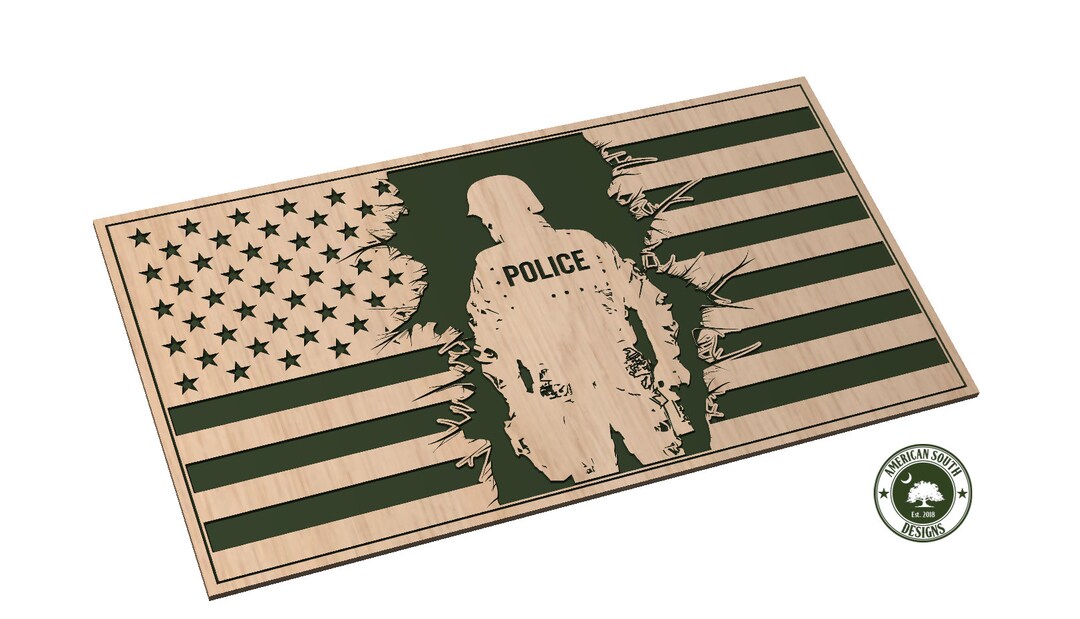 Tattered Flag Design 14 - Police Officer - CNC Laser File (digital ...