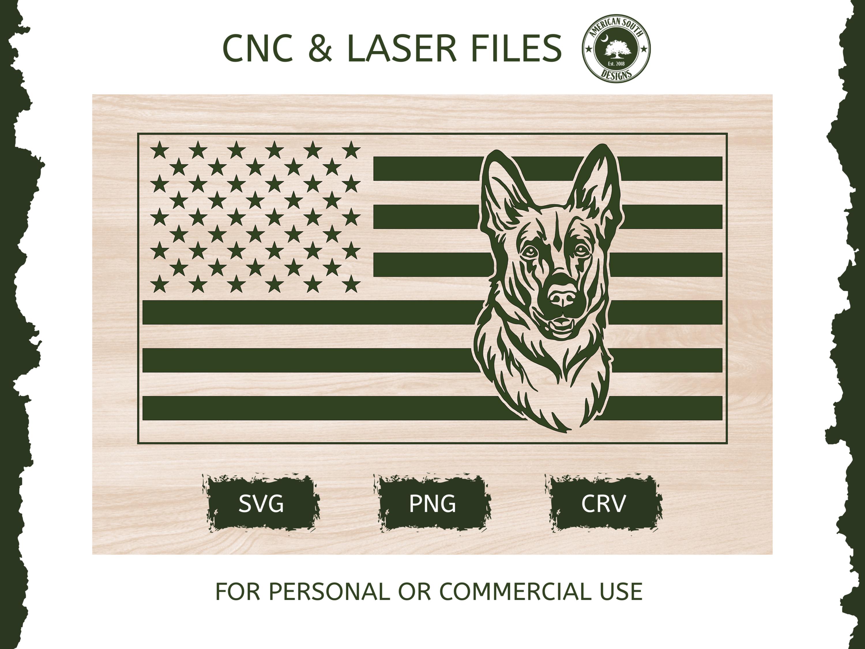 American Flag With German Shepherd - SVG - CNC Laser File (digital ...