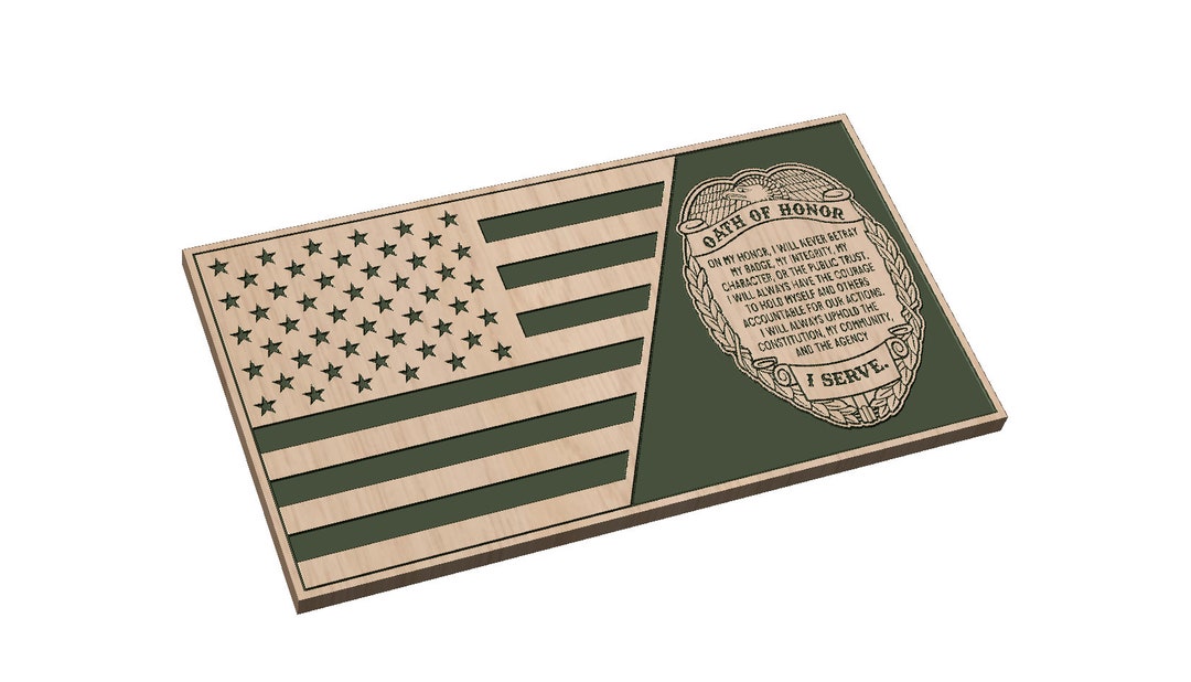 Split Flag Oath of Honor Police Badge - CNC Laser File (digital ...
