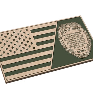 Split Flag Oath of Honor Police Badge - CNC Laser File (digital ...
