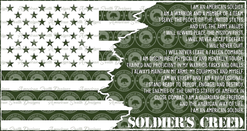 Tattered 3 Flag - Soldier's Creed - SVG - CNC Laser File (digital ...