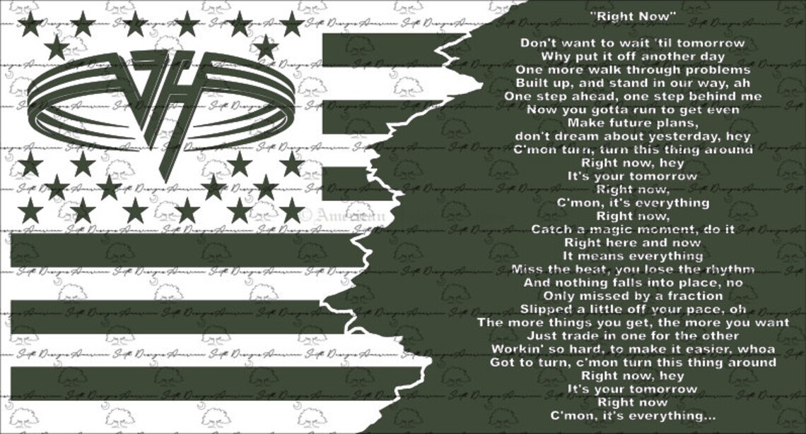 Van Halen Right Now Lyrics Flag - SVG - CNC Laser File (digital ...