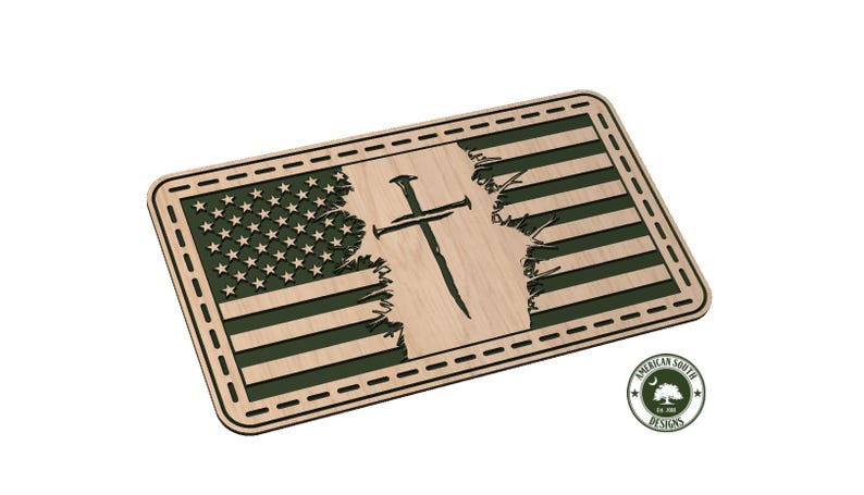 Tattered Flag With Cross - Stitching - SVG - CNC Laser File (digital ...