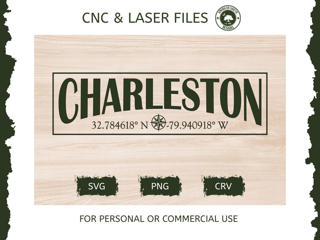 Charleston, SC Coordinates - SVG - Digital Download - Etsy