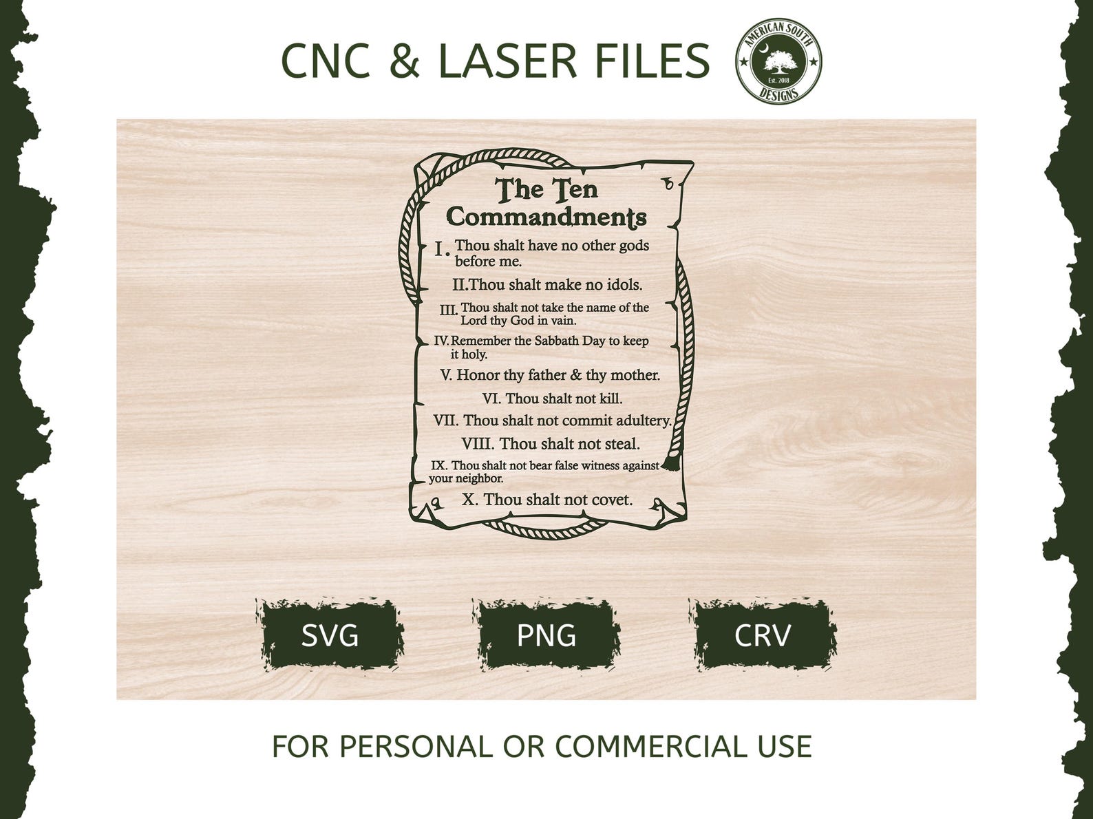 10 Commandments Scroll (thou) - SVG - CNC Laser File (digital Download ...