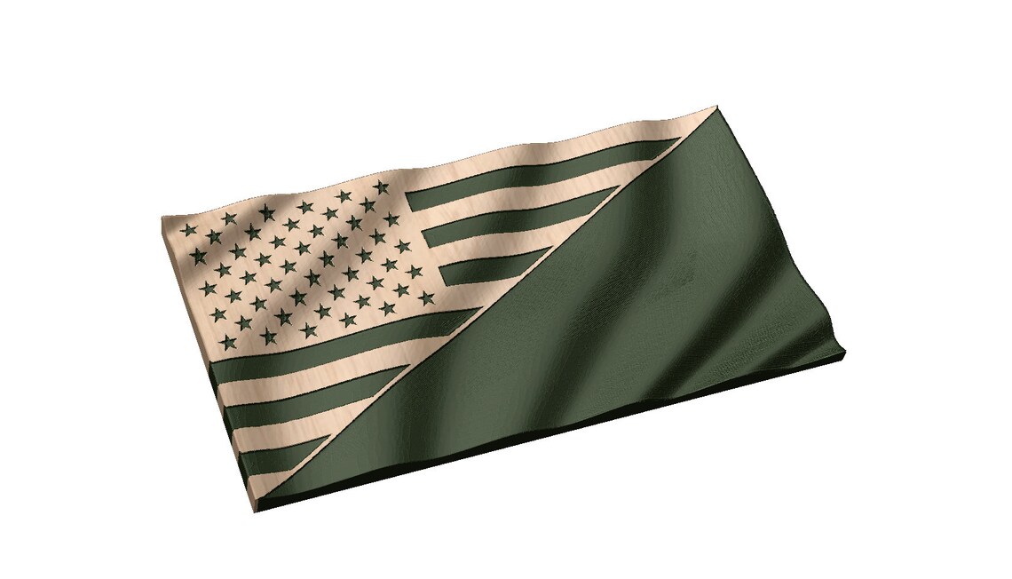Wavy Diagonal Split Flag 3D Model ***CRV File Vectric Vcarve*** Model 7 ...