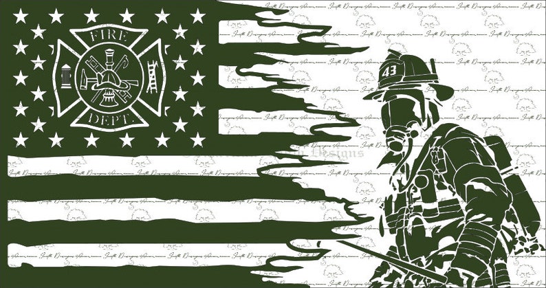 Distressed Tattered Flag With Firefighter and Maltese SVG - Etsy