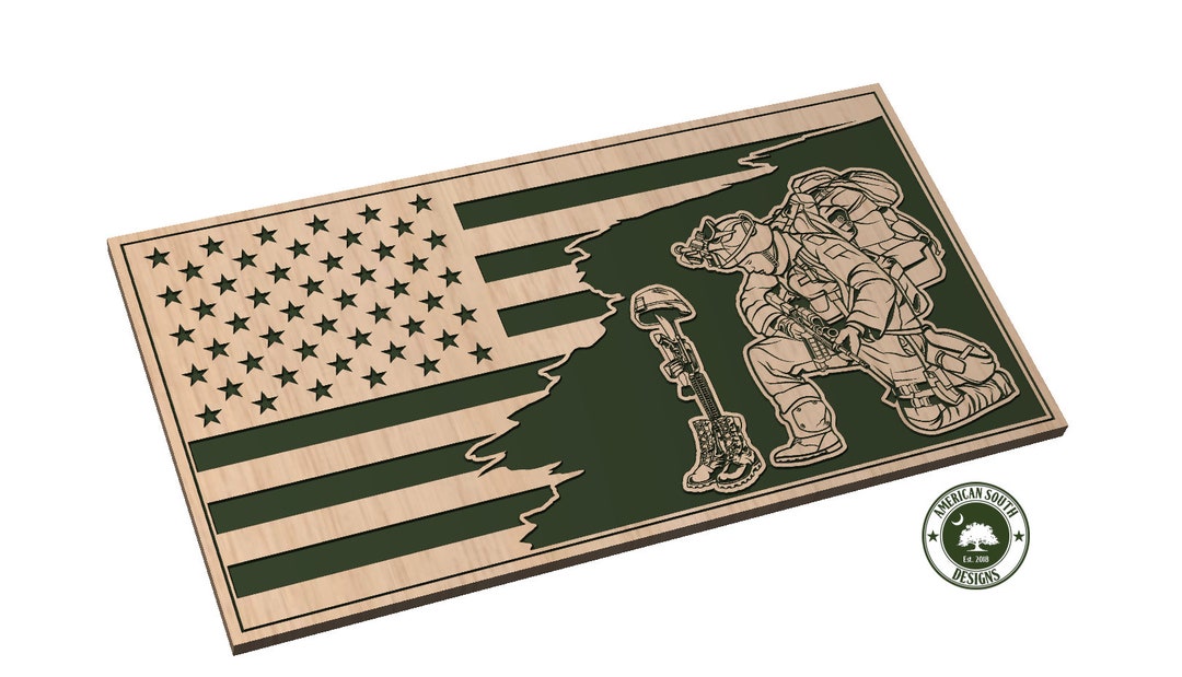 Tattered Flag 13 - Kneeling Soldier - SVG - Digital Download - Etsy