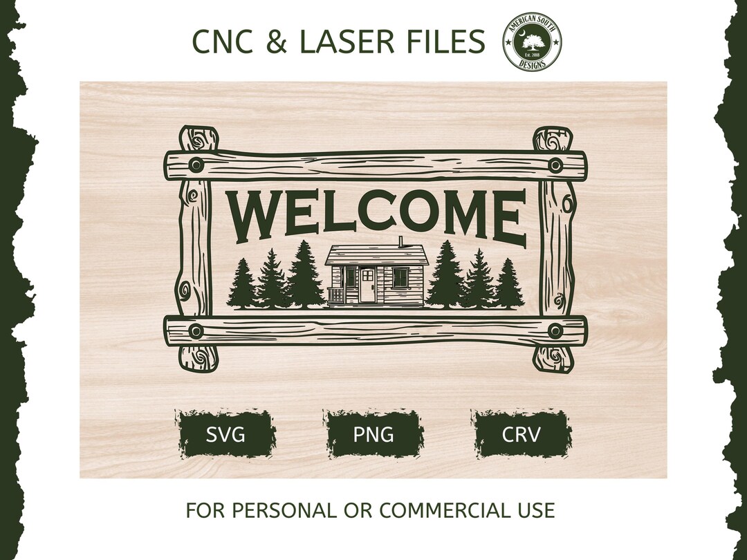 Wooden Sign - Welcome With Cabin - SVG - CNC Laser File (digital ...