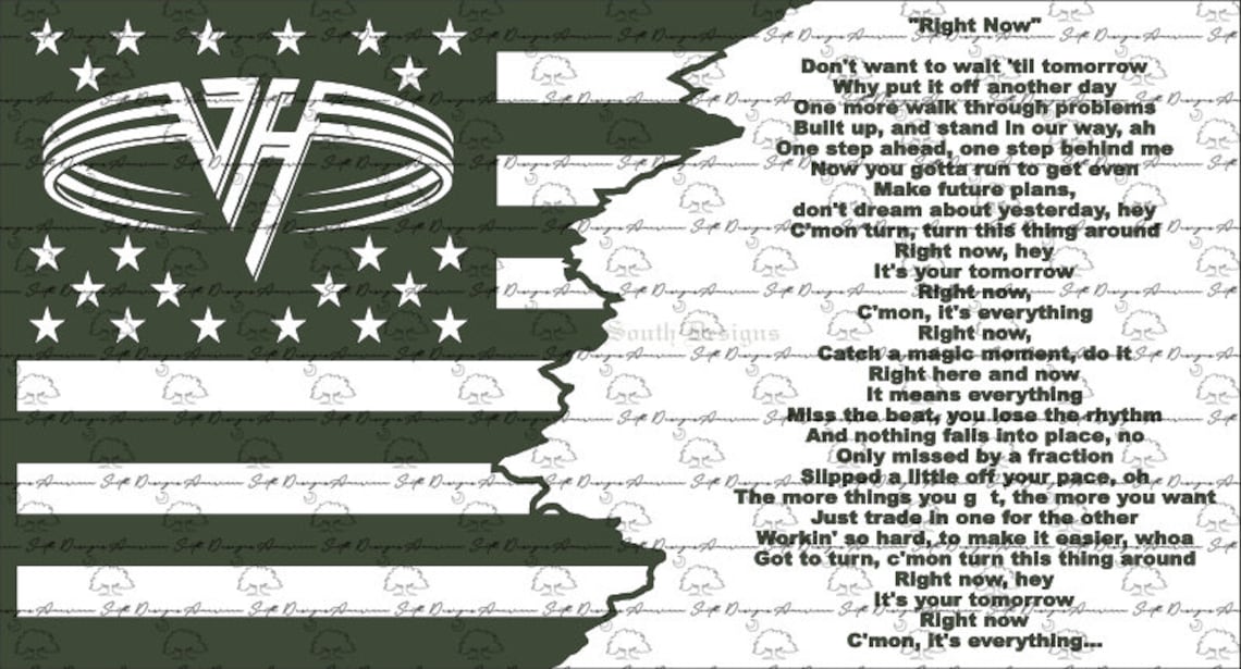 Van Halen Right Now Lyrics Flag - SVG - CNC Laser File (digital ...