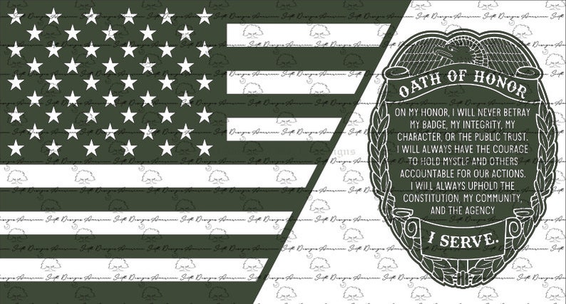 Split Flag Oath of Honor Police Badge - CNC Laser File (digital ...
