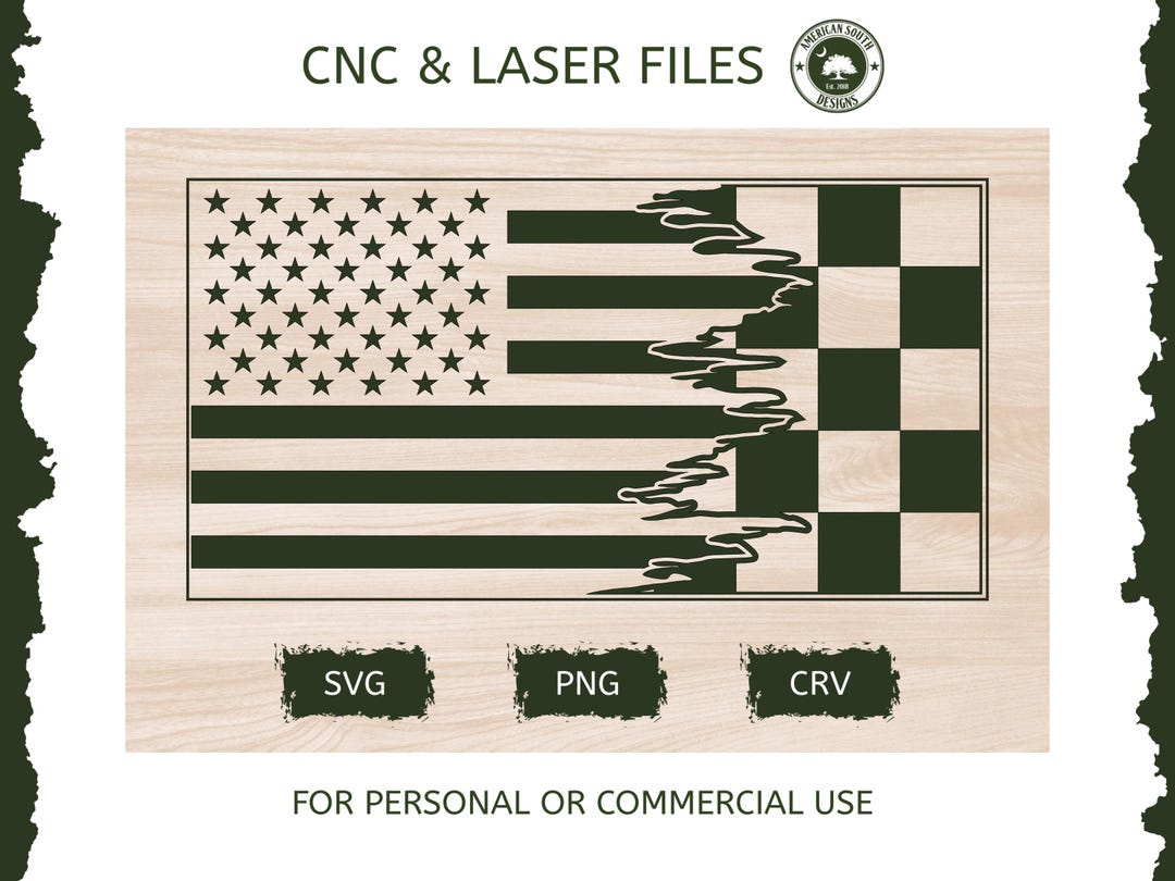 Tattered Flag With Checkered Flag - CNC Laser File (digital Download ...