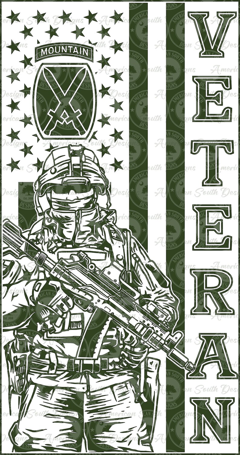 Vertical Soldier With Gun Flag - 10th Mountain Division Veteran - SVG ...