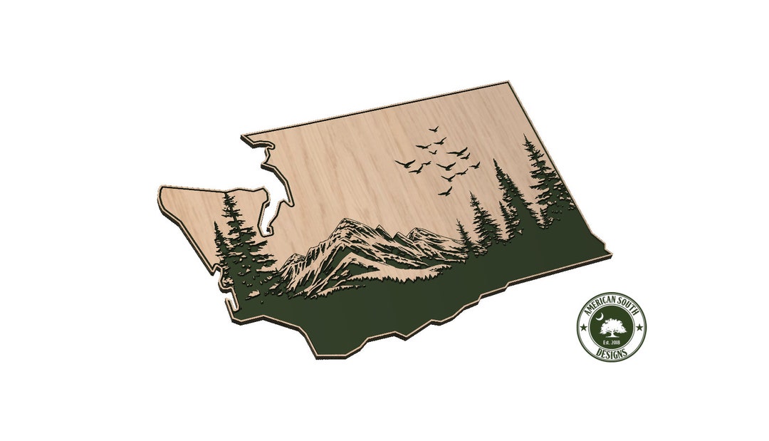 Washington State With Mountains - SVG - Digital Download - Etsy