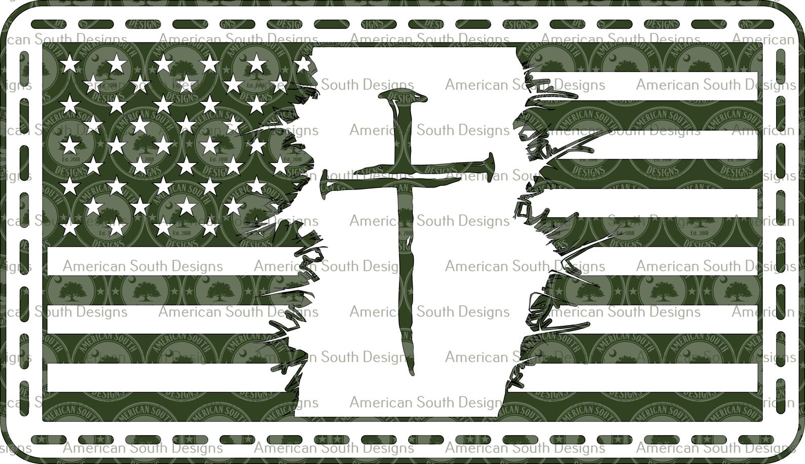 Tattered Flag With Cross - Stitching - SVG - CNC Laser File (digital ...