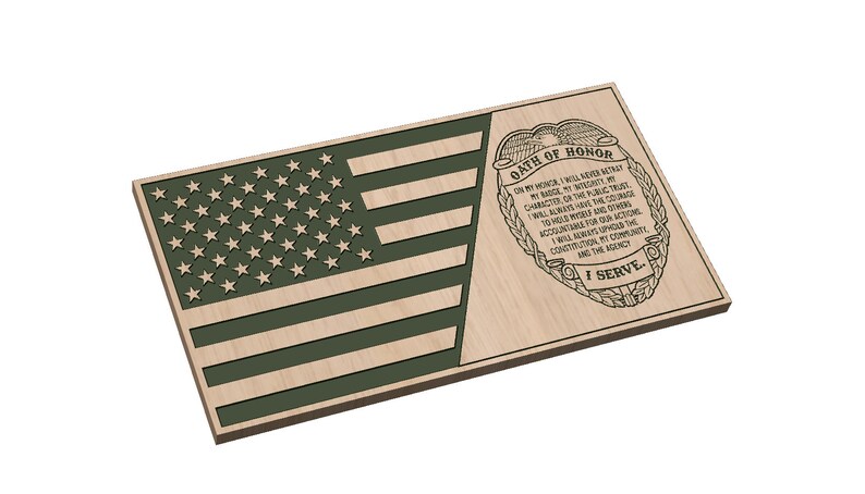 Split Flag Oath of Honor Police Badge - CNC Laser File (digital ...