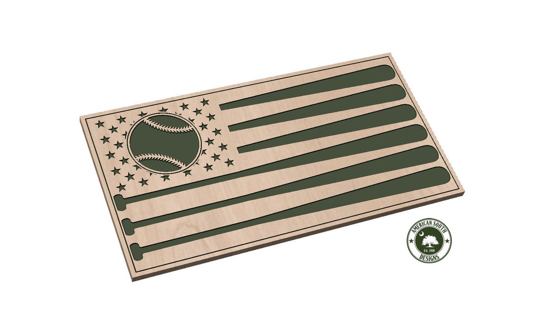 American Flag With Baseball and Bats 2 - SVG - CNC Laser File (digital ...