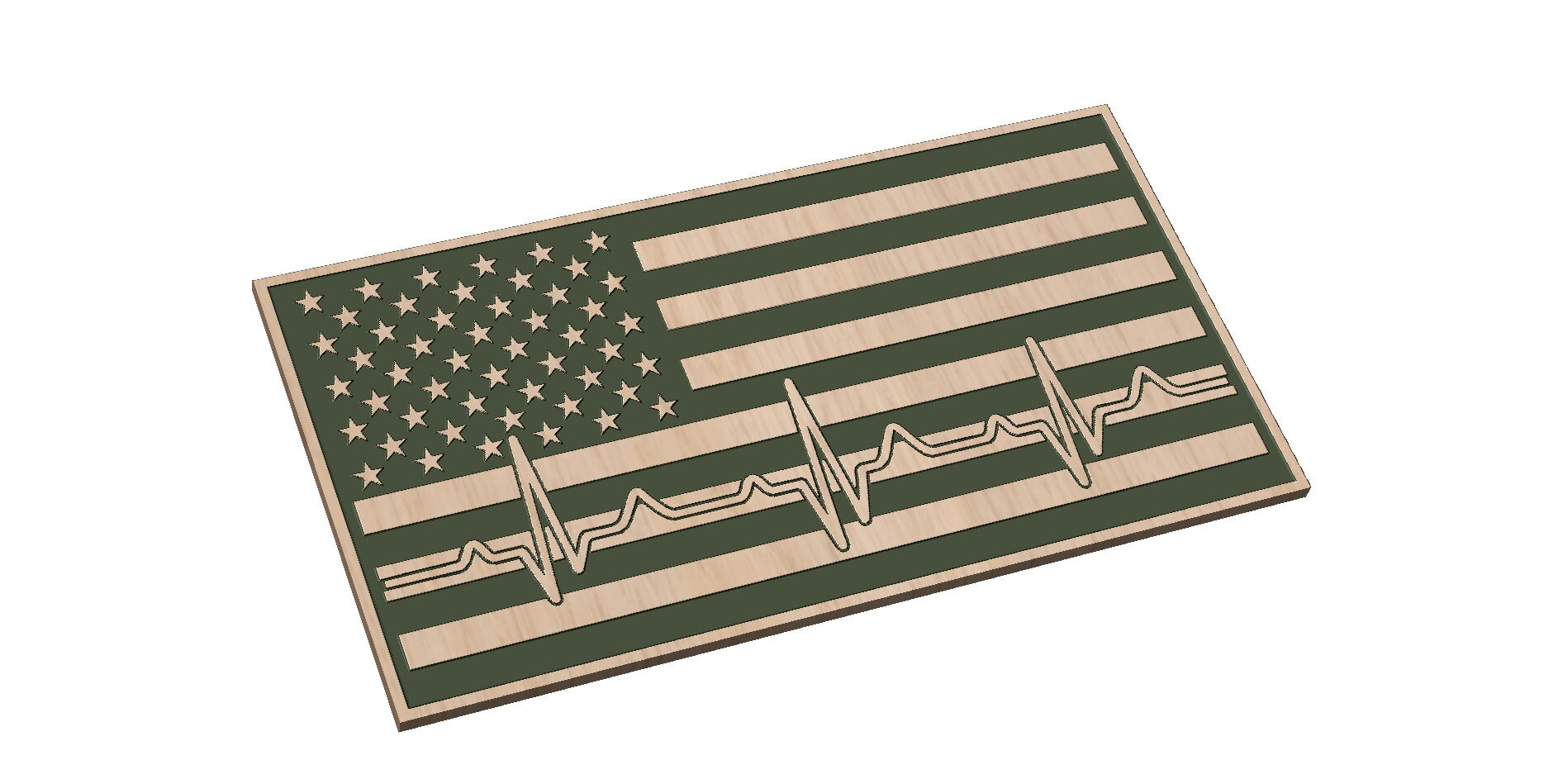 Flag with EKG PnG EpS SvG DXF Digital Files AI Woodworking & Carpentry ...